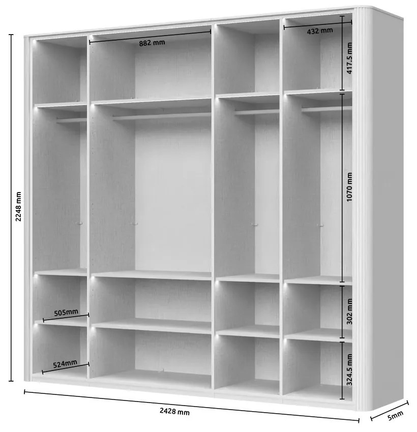 Skříň prosklená s osvětlením RONDO - P5R-3AL/RO - Cashmere lak mat