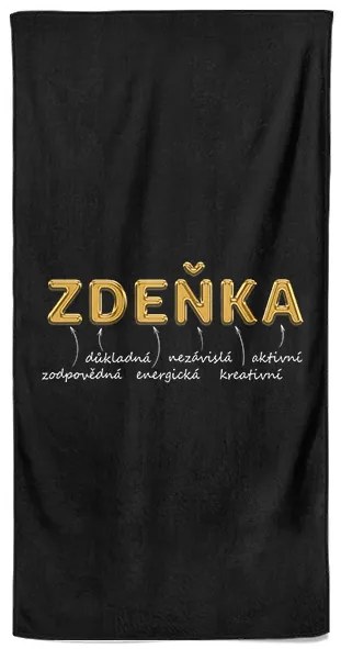 Osuška Ženská jména – GOLD (Jméno: Zdeňka, Velikost osušky: 100x170cm)