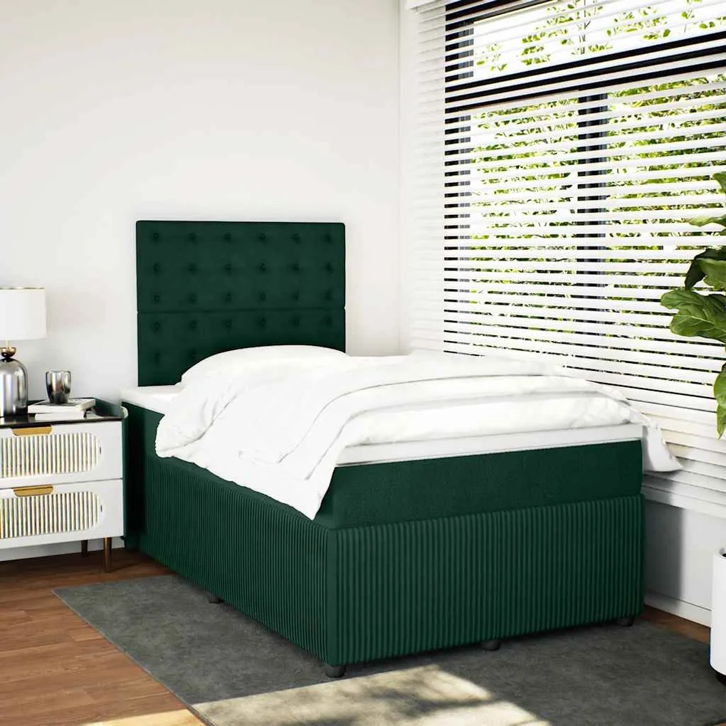 Box spring postel s matrací tmavě zelená 120 x 200 cm samet 3294625