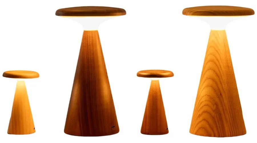 LED stolní lampa v přírodní barvě s dřevěným stínidlem (výška 21 cm) Sylva – Gingko