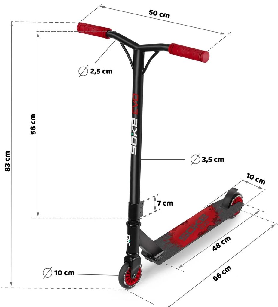 SOKE EVO červená koloběžka Modrá