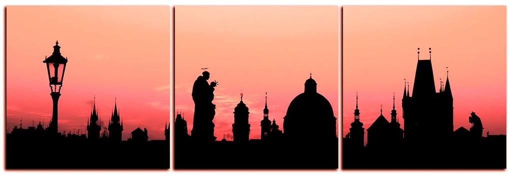 Obraz na plátně - Siluety věží a sochy v Praze - panoráma 5112FB (120x40 cm)