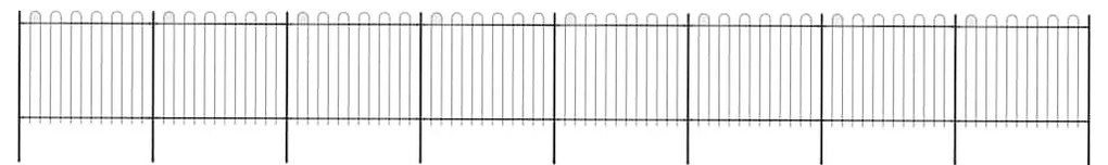 Zahradní plot s obloukem nahoře ocelový 1339 x 150 cm černý 277681