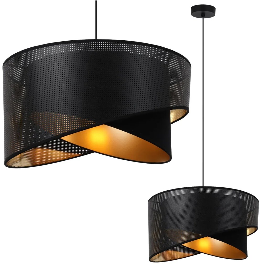 Závěsné svítidlo Asti Duo1, 1x PVC/černé textilní stínítko, (fi 45cm), g, b