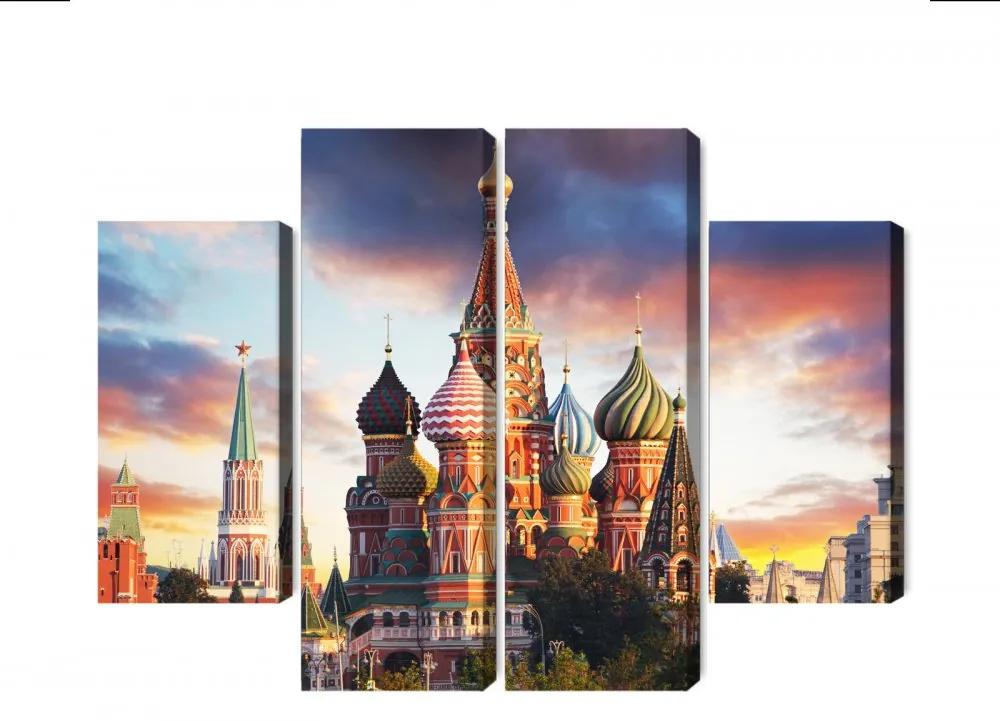 Vícedílný obraz Pohled Z Moskvy Na Rudé Náměstí A Katedrálu Nedostatek Nedostatek Přírodní plátno 160x120