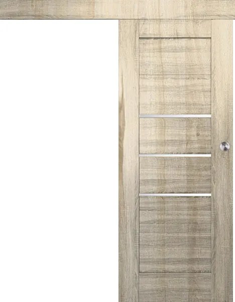 posuvné interiérové dveře na stěnu vasco doors IBIZA model 4 Průchozí rozměr: 70 x 197 cm, Orientace dveří: Levé dveře, Dekor: Dub sonoma