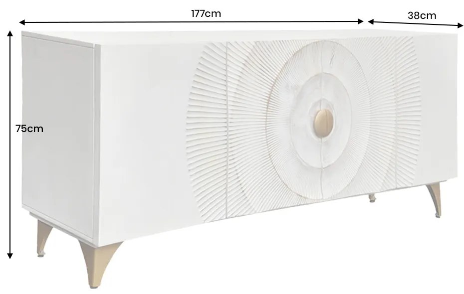 Massive home | Dřevěná komoda White Golden Sunset 177cm mango