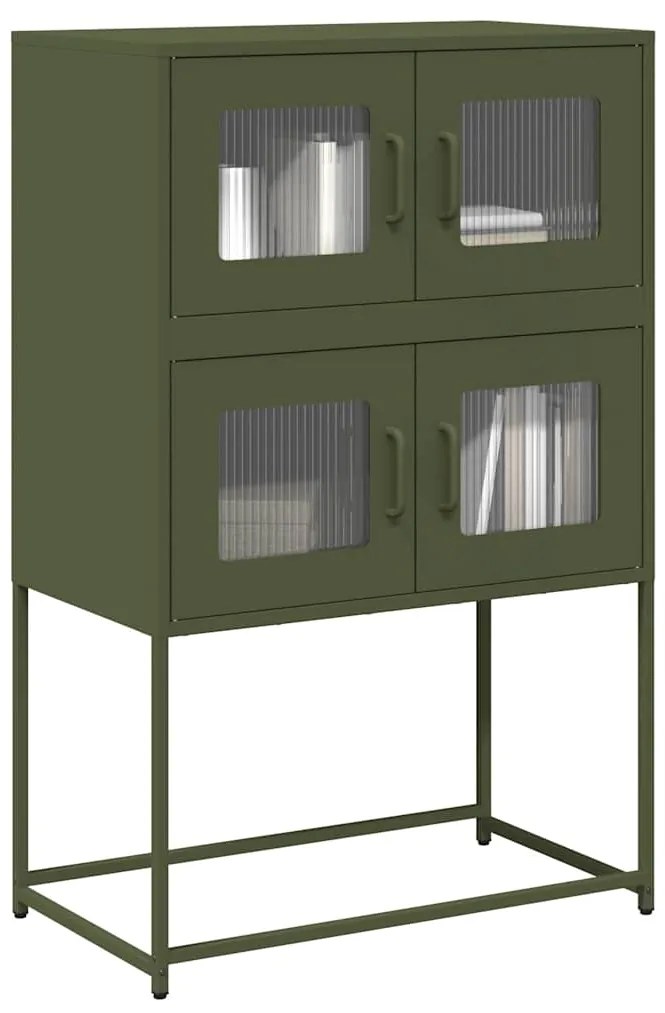 Skříň highboard olivově zelená 68x39x107 cm ocel