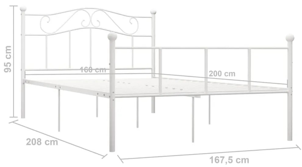 Petromila Rám postele bílý kov 160 x 200 cm