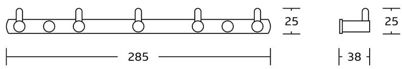 Mexen příslušenství, držák na ručník, 5-háček, chromová, 709165-00
