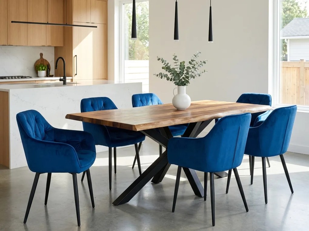 Designové křeslo, modrá Velvet látka, FEDRIS 2 NEW