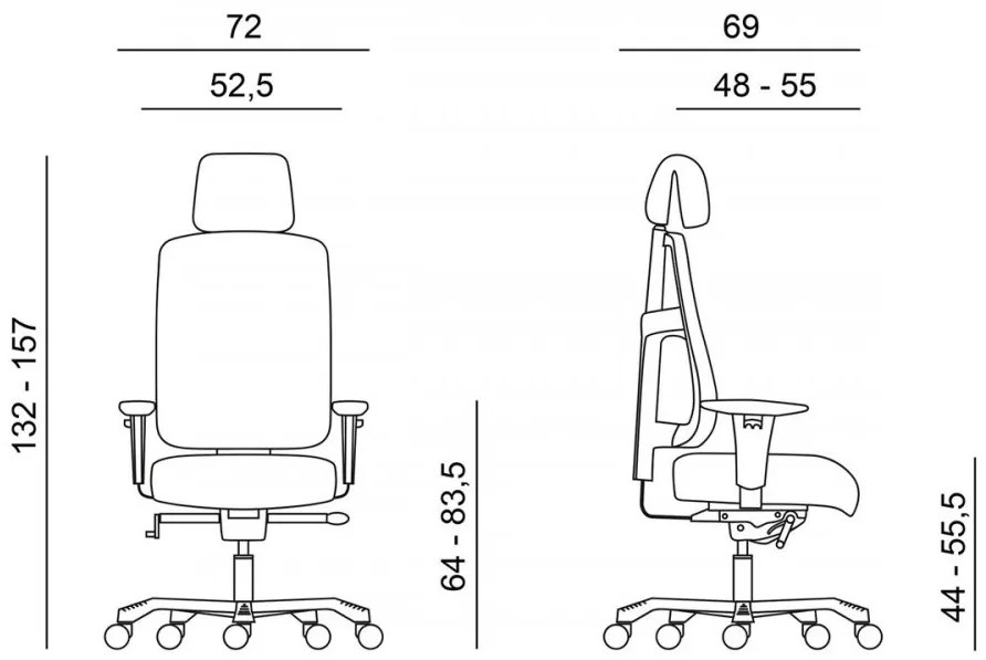 Ergonomická zátěžová židle BOSTON 24/7 — látka, černá, nosnost 200 kg Antares