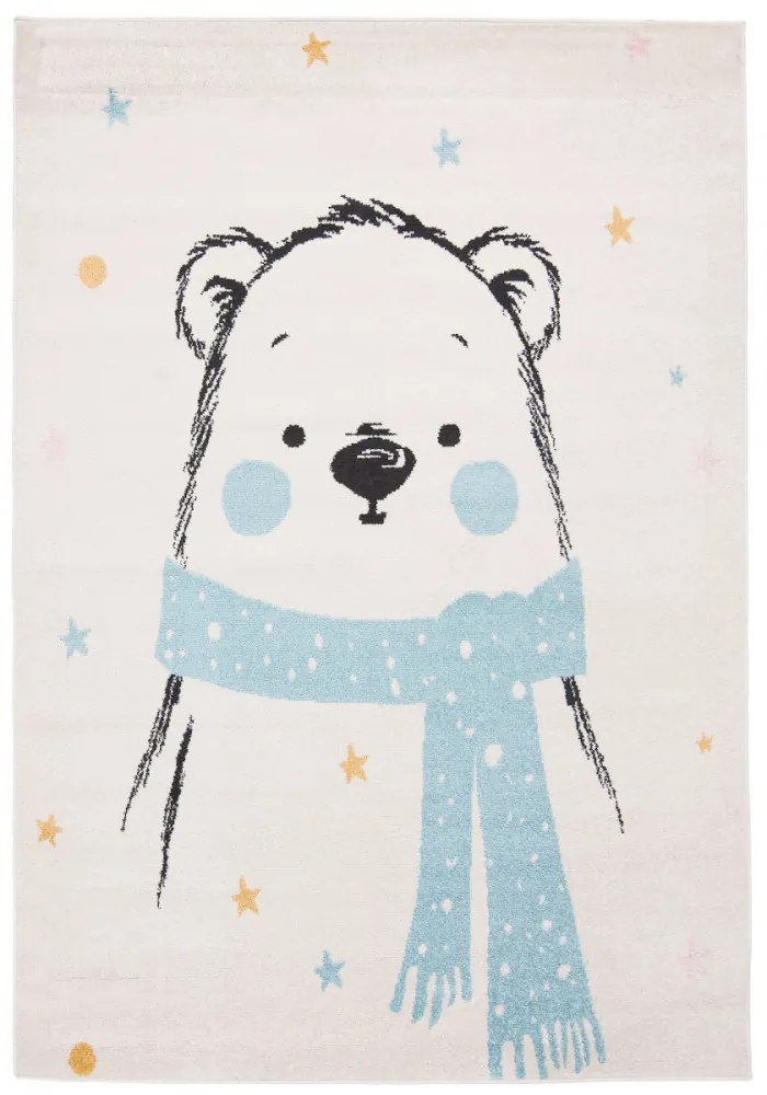 Dětský kusový koberec Lední medvěd krémově modrý, Velikosti 80x150cm