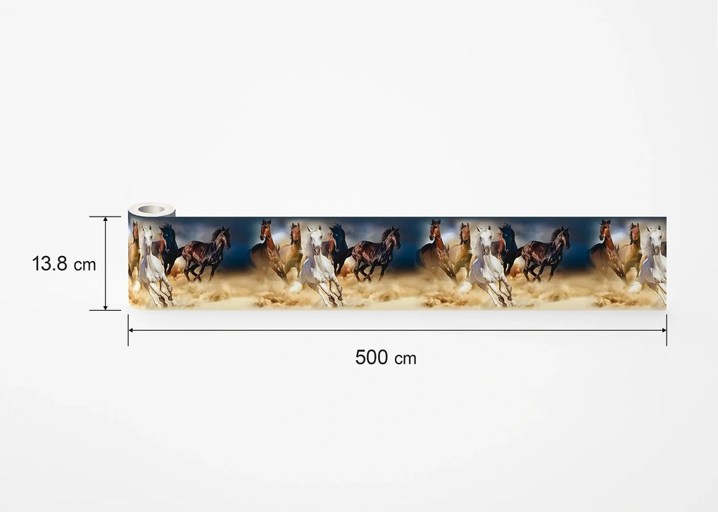 Samolepící bordura na zeď Koně | 5 m x 13.8 cm | DWB8202