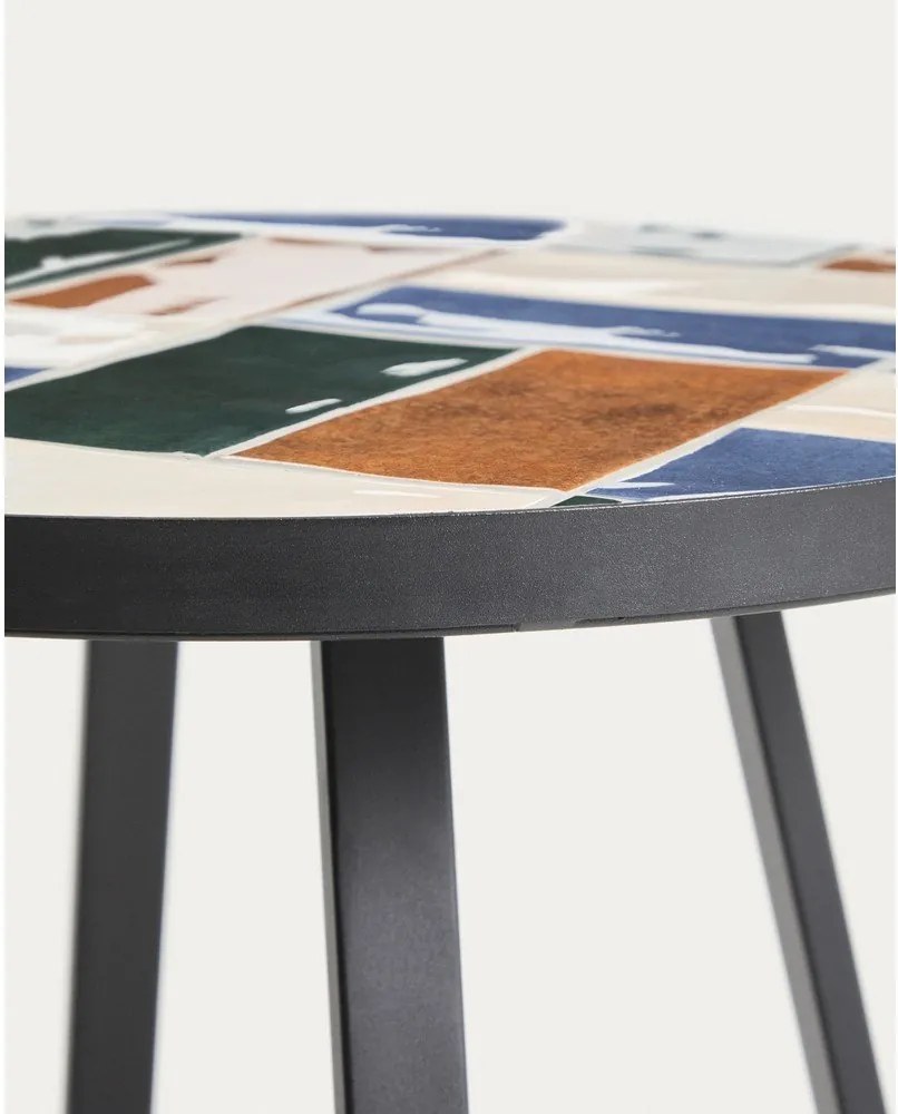 Kulatý zahradní stolek s keramickou deskou ø 45 cm Tella – Kave Home