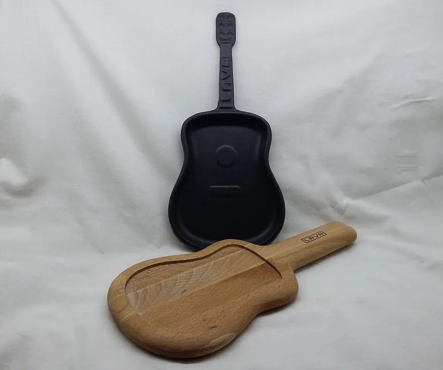 Kytara - litinový talíř s dřevěným podstavcem