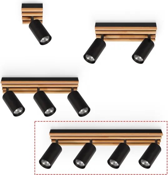 Brilagi - Bodové svítidlo SELE WOOD ACOUSTIC 4xGU10/30W/230V černá/dřevo