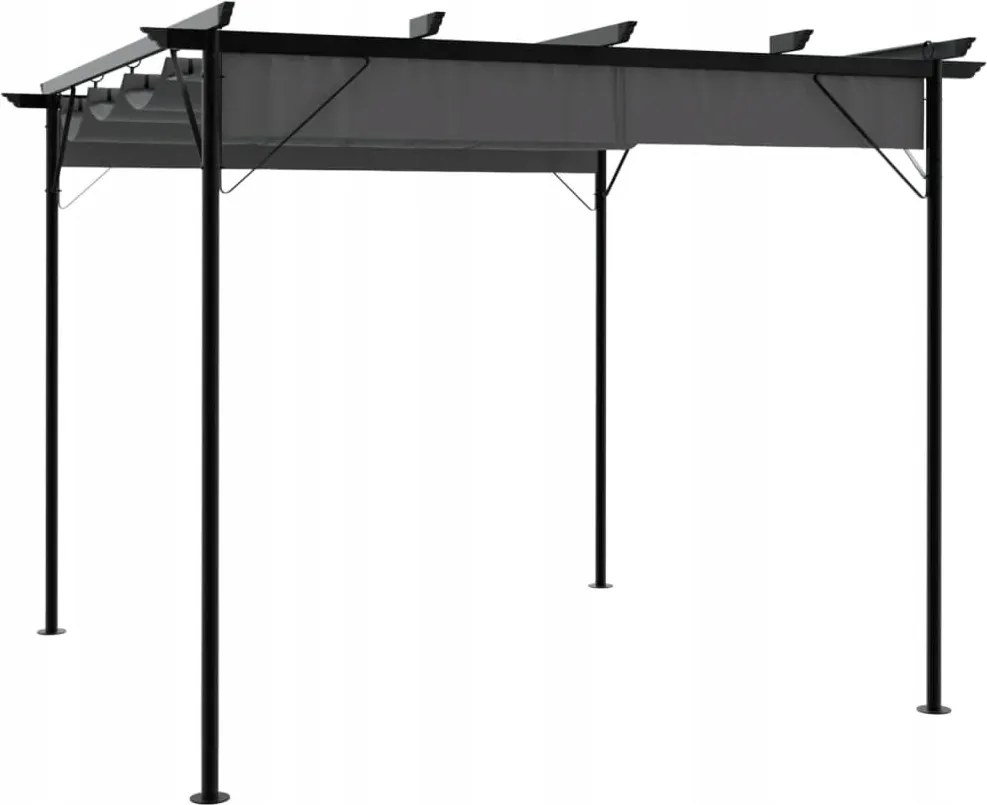 Fionshop 262829519 Pergola se zatahovací střechou antracitová 3x3 m ocel