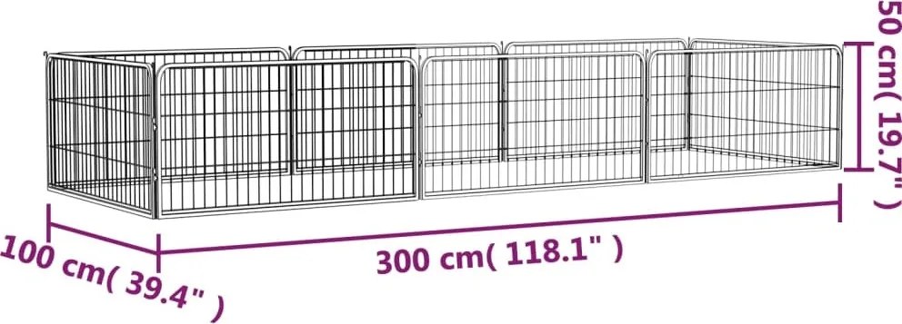 vidaXL 8panelová ohrádka pro psy černá 100 x 50 cm práškovaná ocel [3115967]