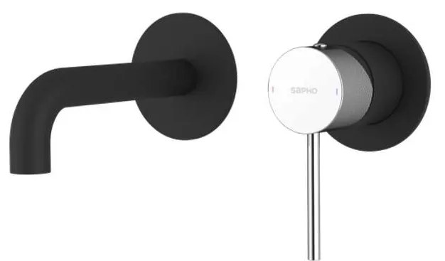 Sapho Ultrasan - Umyvadlová baterie pod omítku, 2-otvorová instalace, s tělesem, matná černá/chrom UT118VBC