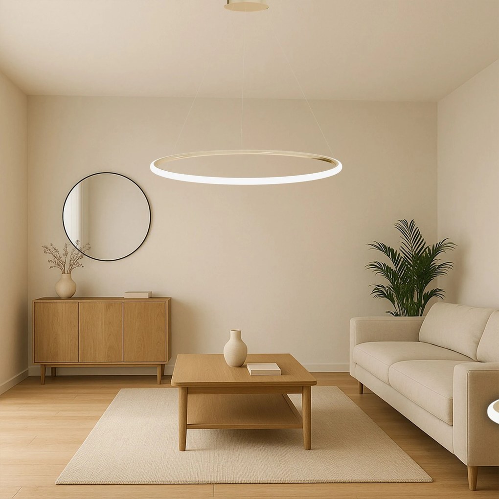 Toolight Toolight, závěsné svítidlo 100cm, 61W, 3000K, LHJ003-CP, zlatá lesklá, OSW-50001
