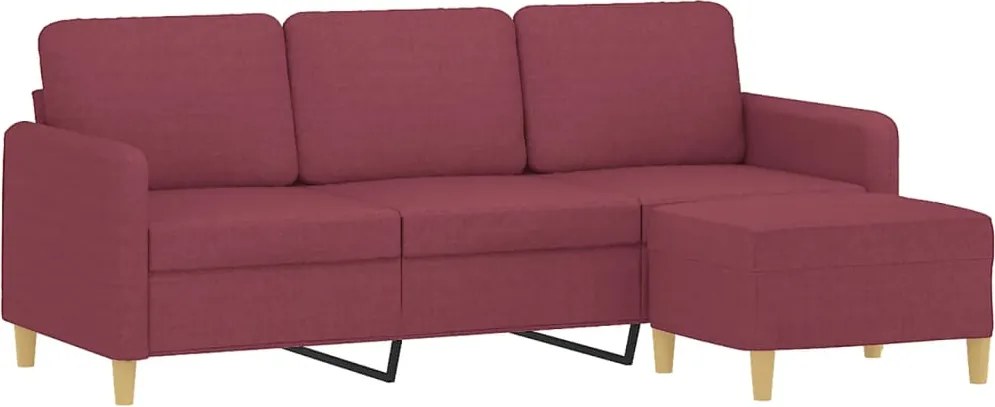 3místná pohovka s podnožkou vínová 180 cm textil 3201198