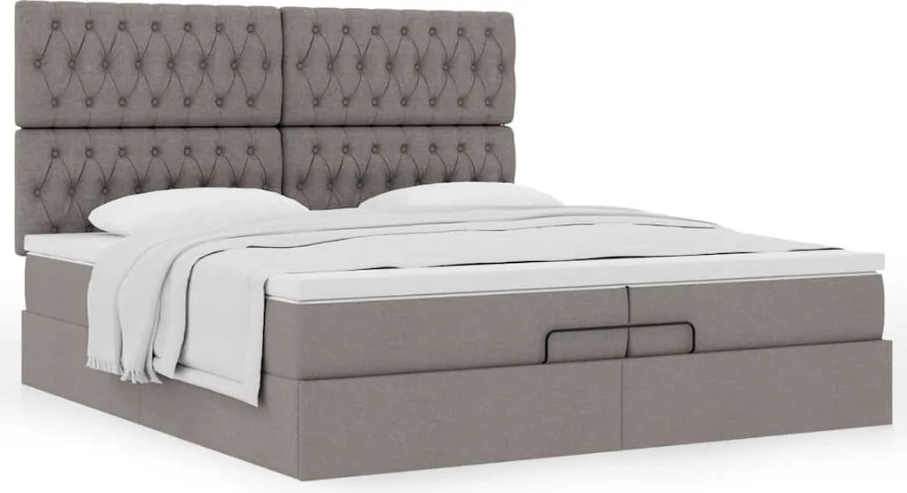 Osmanský rám postele s matracíes taupe 200x200cm textil 3313269