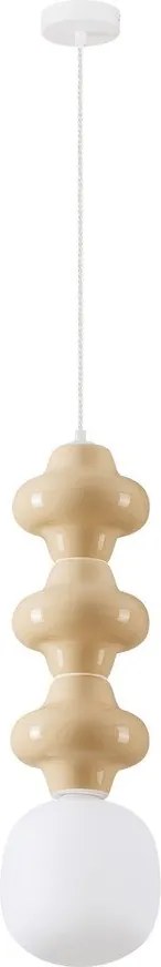 Bílé/krémové keramické závěsné svítidlo se skleněným stínidlem ø 18 cm Clio – Nova Luce