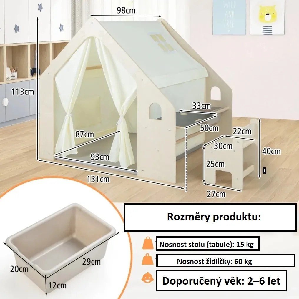 Costway Dětský domeček na hraní 6v1 TP10177BE