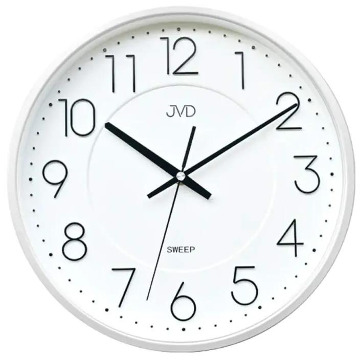 JVD Bílé nástěnné tiché netikající hodiny JVD HX2495.2