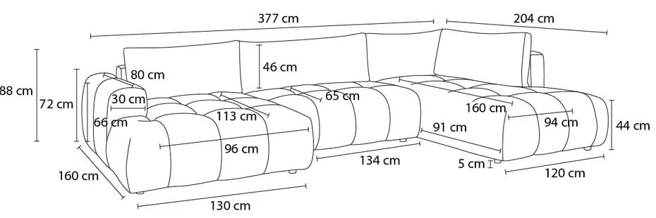 Taupe rozkládací/s úložným prostorem rohová pohovka (pravý roh/do "U") Fuji – Bobochic Paris