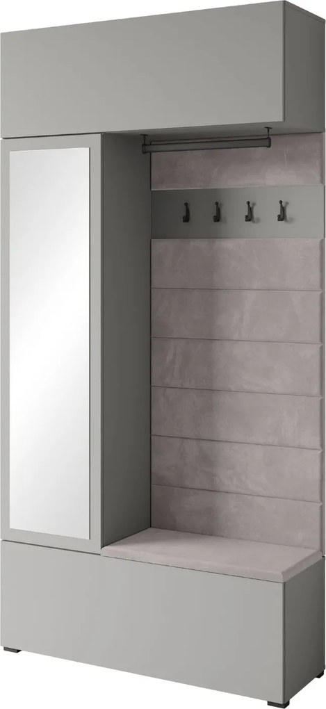 Předsíňová stěna se sedákem 115 cm Tejo šedý pallad (TEJ009M+TEJ244)
