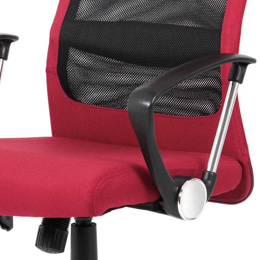 Kancelářská židle, bordó látka a černá síťovina MESH, houpací mech., kovový kříž - KA-V206 BOR