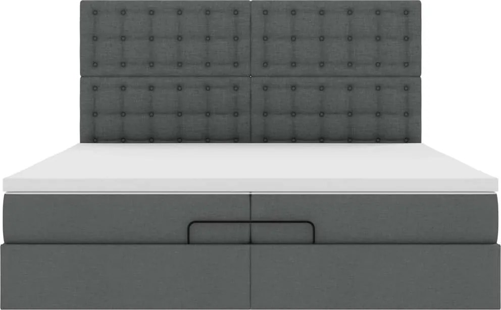 Osmanský rám postele s matrací tmavě šedý 200x200cm textil 3313349