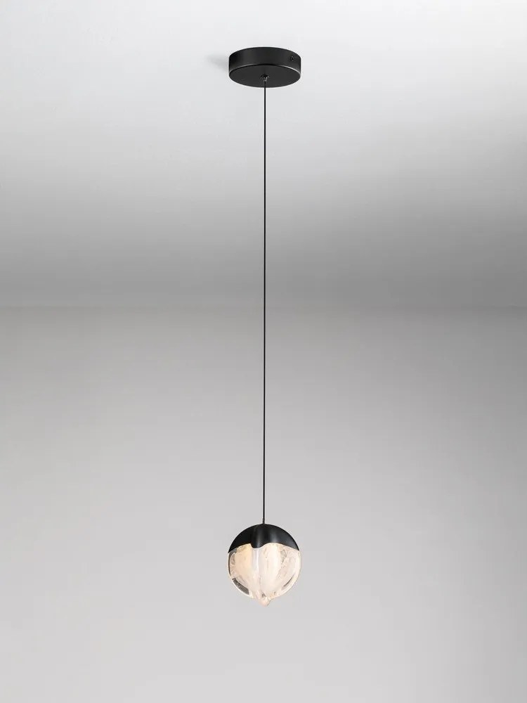 Matně černé hliníkové LED stmívatelné závěsné svítidlo se skleněným stínidlem ø 12 cm Alicia – Nova Luce