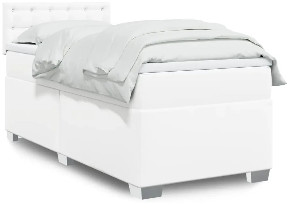 Box spring postel s matrací bílá 80 x 200 cm umělá kůže 3286097