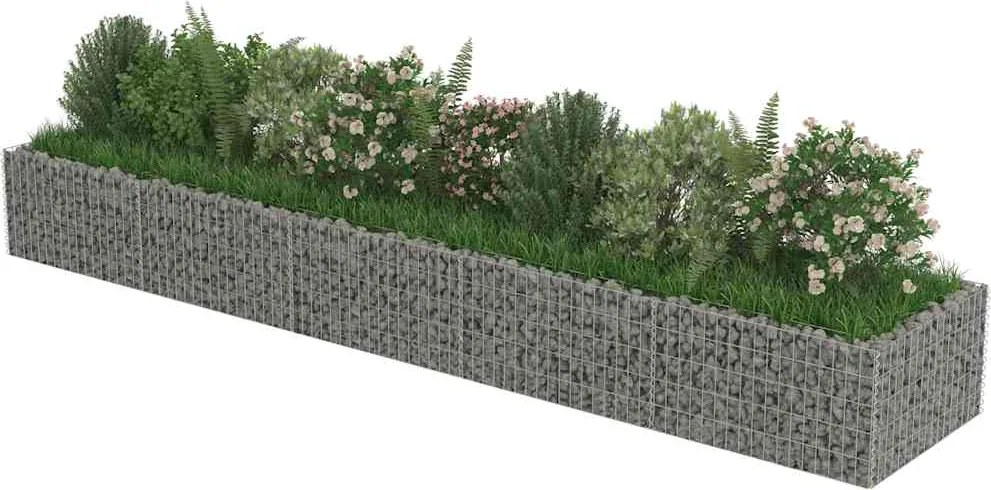 Gabionový vyvýšený záhon pozinkovaná ocel 450 x 90 x 50 cm 143553