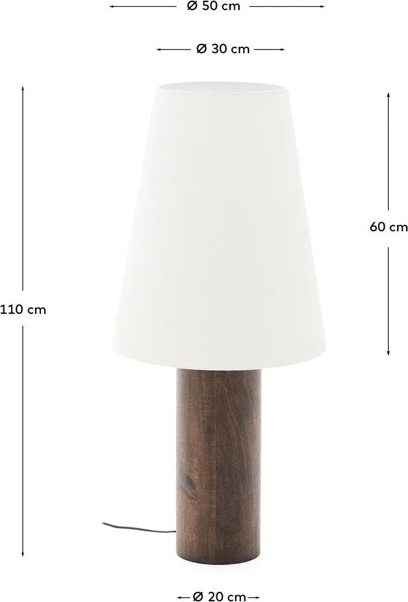Bílá/v tmavě přírodní barvě stojací lampa s textilním stínidlem (výška 110 cm) Marga – Kave Home