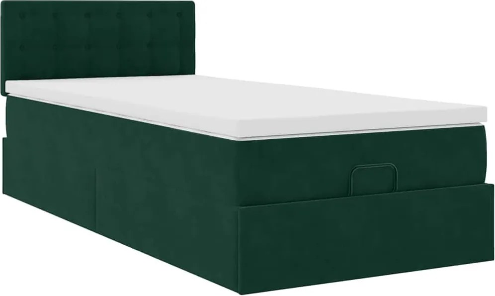 Osmanský rám postele s matrací tmavě šedá 80x200cm samet 3311882