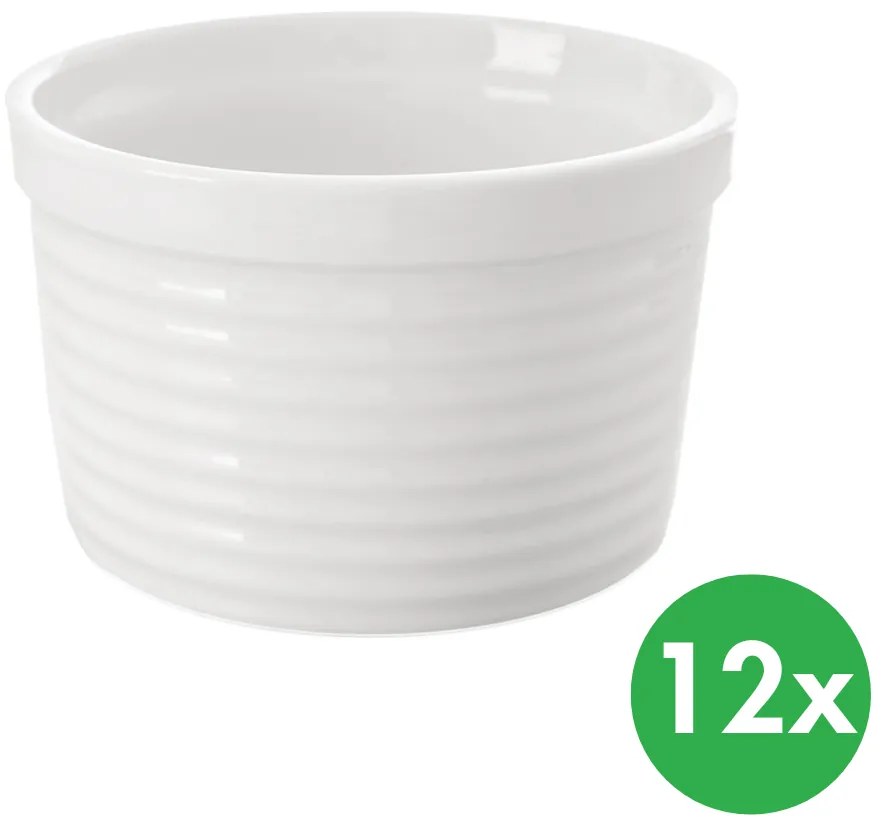 Miska zapékací, pr. 10 cm, v. 6,5 cm, porcelán, bílá, 12 ks
