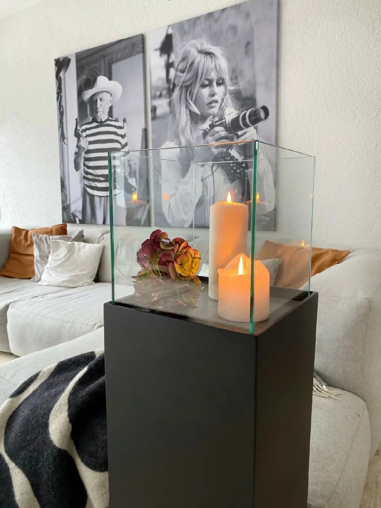 Dekorační svícen/sloup CANDELA, hliníkový kompozit, výška 100 cm, černý