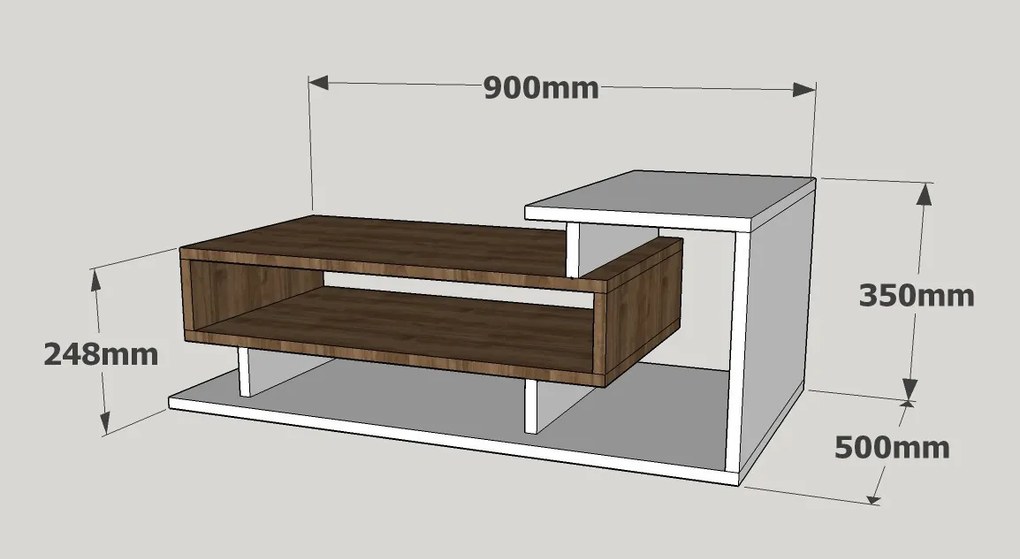 Konferenční stolek Spring 90 cm bílý/hnědý