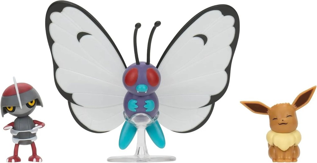 Jazwares pokémon figurky - eevee, pawniard, butterfree