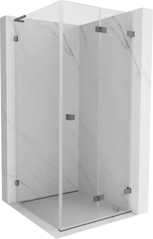 Mexen Lunar-F L, skládací sprchový kout pravý 80 x 80 cm, 8mm čiré sklo, grafitový profil, 836L-080-080-95-00-P