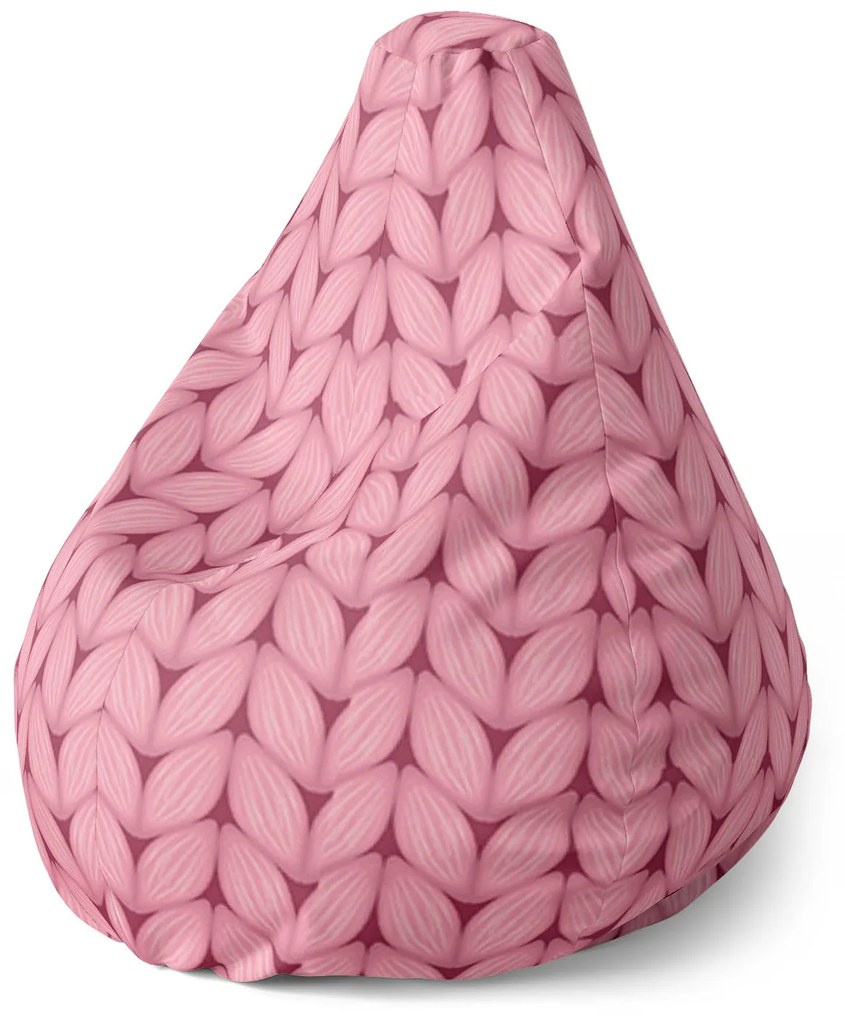 Sedací vak SABLIO - Růžové pletení z vlny 150x100