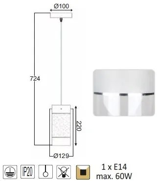 ACA DECOR Závěsné svítidlo MANE max. 60W/E14/230V/IP20, barva chromu