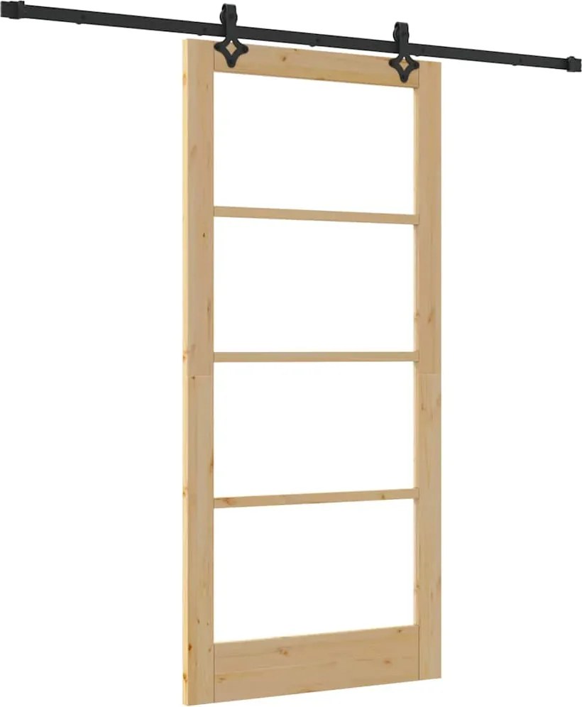Posuvné dveře Přírodní 93 x 202 cm Masivní borové dřevo a sklo 3332315