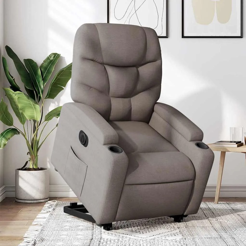 Elektrické zvedací polohovací křeslo taupe textil 3204628