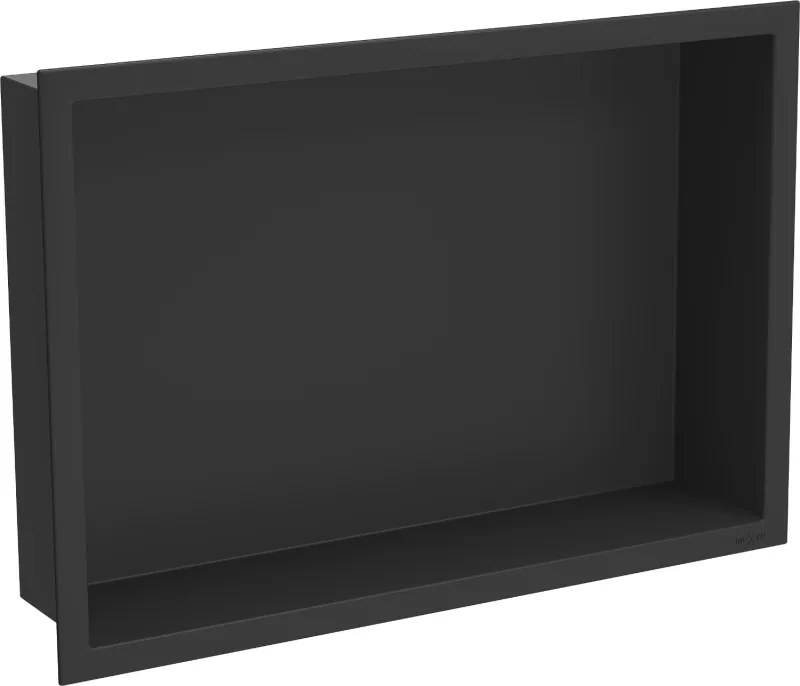 Mexen X-Wall-R, polička na zapuštění na obklad s límcem 45 x 30 cm, černá matná, 1970453010