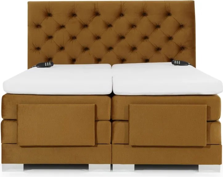 Kontinentální postel CARLINO boxspring s elektrickým polohováním 200x180, zelená (kronos 19)